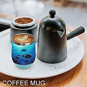 OPTKSNCU 304 Stainless Steel Insulated Cup with Lid, Fish Hover in The Sea Print Durable, And Easy to Clean – Ideal for Home, Office, And Gift Giving