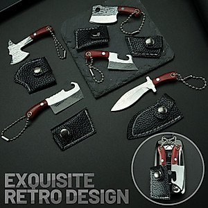 MGZTTHW 5pcs Tiny Knife Keychain, Mini Pocket Knives Chef, Cute Portable Tiny Pocket knife Pendant with Sheath Package Opener Outdoor Camping Box Cutter Tiny Things for Gifts for Christmas