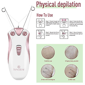 TANGIBAY Facial Threading Hair Removal and Cotton Thread Face Epilator for Women and Ladies, Electric Cordless and Rechargeable (Rose Gold)