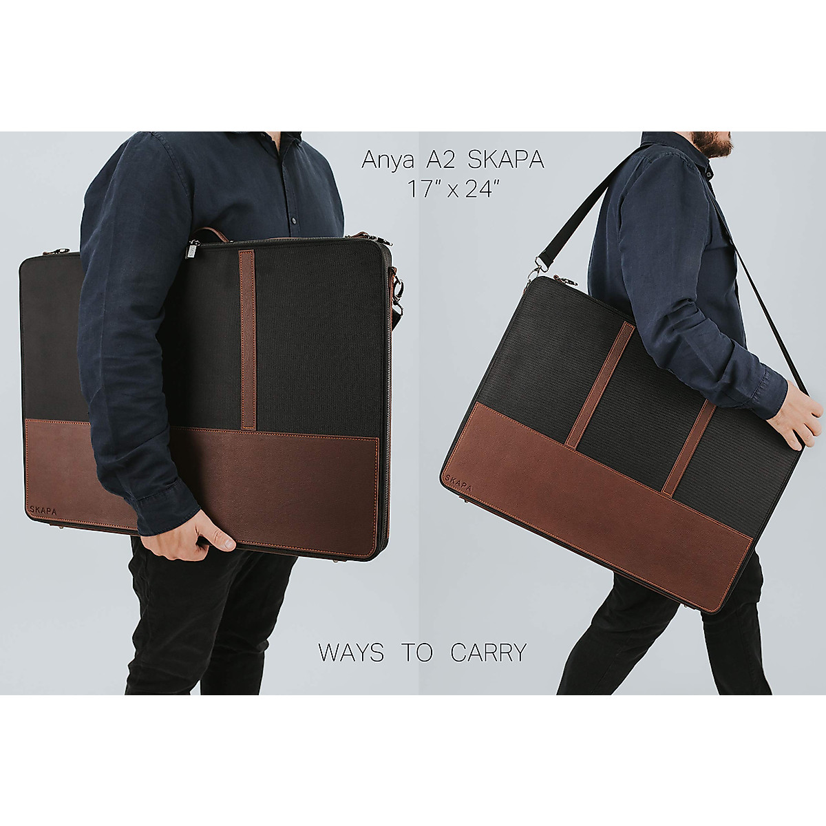 ANYA Luxury Art Portfolio Case 17 x 24” A2 Artist Carrying Bag | Premium Business Artwork Storage Folder | Professional Art Organizer | Drawings Sketches Foam Board Carry Waterproof Briefcase SKAPA