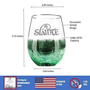 Osci-Fly Saint Patrick's Day Gift, Slainte Irish Handmade Etched Wine Glass