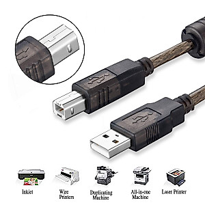 Tan QY Active USB 2.0 Printer Cable 100Ft - A-Male to B-Male High Speed Printer/Scanner/Repeater Cable for HP, Canon, Lexmark,Dell, Samsung etc (100Ft/30M)