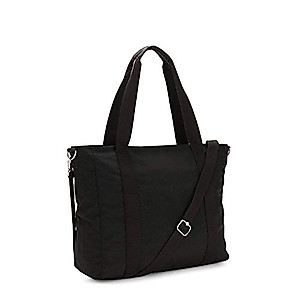 Kipling Women's Asseni Tote, Lightweight Everyday Purse, Nylon Shoulder Bag, Black Noir