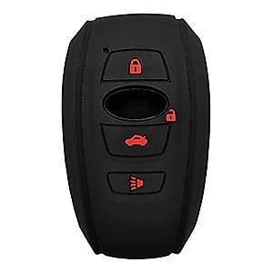2Pcs Key Fob Cover Case Protector Fit for 2018 2017 Subaru Outback Legacy Forester Sti XV Crosstrek Impreza BRZ WRX Keyless Entry Remote Fob Skin Jacket Holder (1 Black with Red + 1 Black with White)