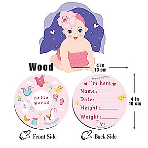 Baby Milestone Cards,Milestone Wooden Circles,Baby Months Signs,Monthly Milestone Wood Discs,Double Sided Printing,Set of 13