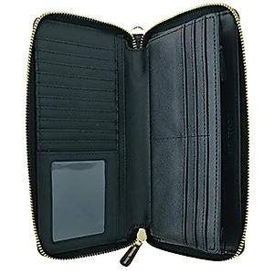 Michael Kors Jet Set Travel Continental Leather Wallet/Wristlet - Black/Gold, Medium