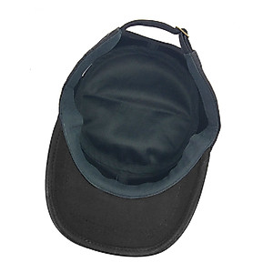 Glamorstar Unisex Cadet Army Cap Washed Cotton Military Corps Hat Flat Top Cap Black,One Size