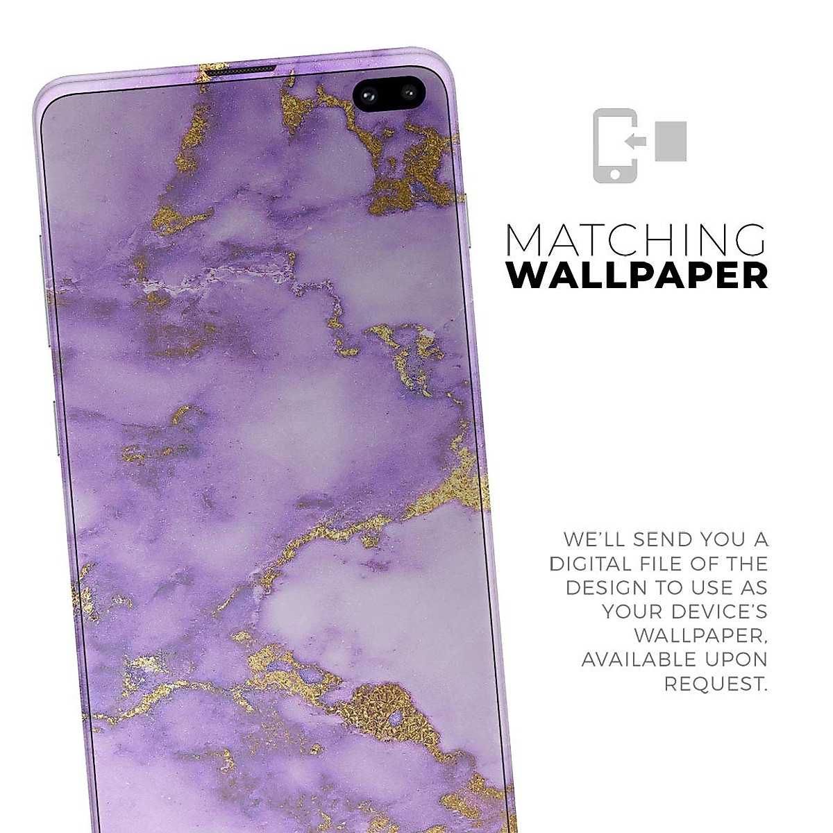 DesignSkinz Purple Marble & Digital Gold Foil V2 Protective Vinyl Decal Wrap Skin Cover Compatible with The Samsung Galaxy S20 (Screen Trim & Back Glass Skin)