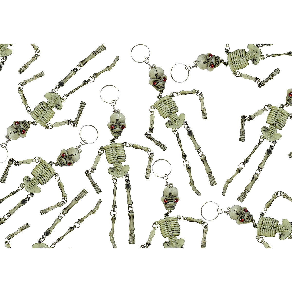 Curious Minds Busy Bags Bulk 24 Skeleton Keychains - Fidget Set for Doctors and Medical Professionals - Halloween Novelty Goodie Bag Filler Trick or Treat (2 DOZEN)