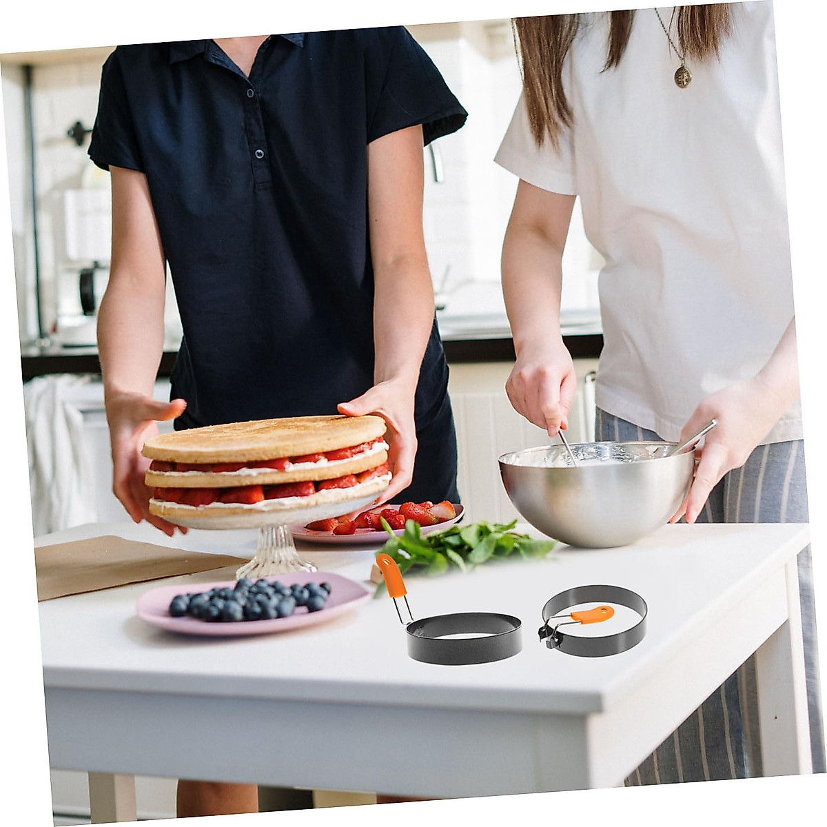 FUNOMOCYA 2pcs Round Mold Circle Fried Egg Molde De Para Resina Frying Egg Shaper Egg Cooking Circles Round Egg Rings Fried Pancake Omelets Mold Egg Mold Ring Fried Egg Molds Black Silicone