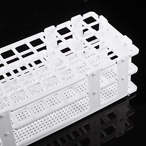 Eowpower 1 Piece Plastic Lab Tube Rack Storage Stand Holder Detachable for 16 mm Tubes, 60 Holes