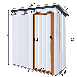 5x3 Ft Outdoor Storage Shed Storage Shed Garden Shed with Slopping Roof Vents Hinge Door and Lock, for Patio Backyard Lawn Garden