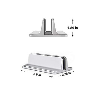 ORANGEHOME Vertical Laptop Stand, Laptops Cradle Holder, Laptop Standing Desk Dock with Adjustable Size, Laptop Computer Accessories Holder for MacBook Pro/Air Dell Hp Surface iPad-Silver