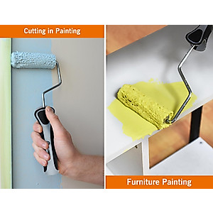 ROLLINGDOG 4 Inch Paint Roller - Mini Rollers Painting Include 4" Microfiber Jumbo Mini Paint Roller 3/8” Nap,Paint Tray with Disposable Liners (Pack of 3) and Paint Roller Frame