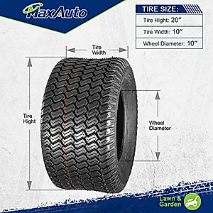 MaxAuto 20x10.00-10 Turf Tires for Lawn & Garden Mower Tractor 20x10x10 20x10-10 4 Ply, Set of 2
