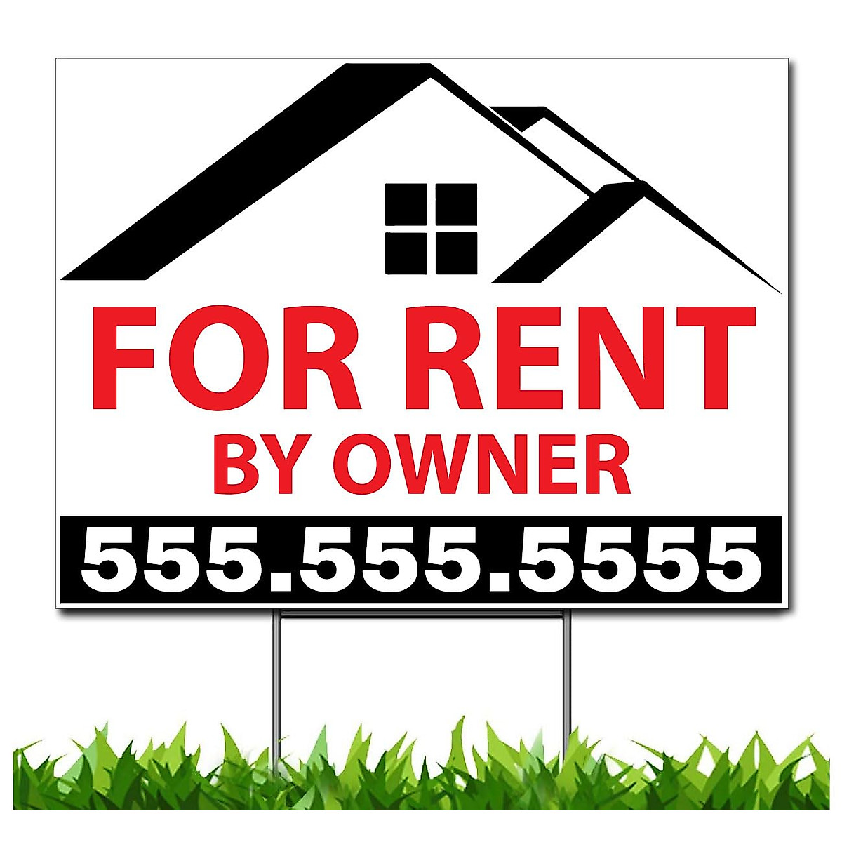 CUSTOM For Rent By Owner 18x24" Yard Sign, Double Sided, Metal Stake Included, by Moonlight4225