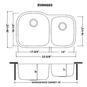Ruvati 34-inch Undermount 60/40 Double Bowl 16 Gauge Stainless Steel Kitchen Sink - RVM4600