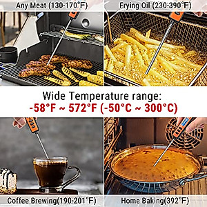 ThermoPro TP01A Digital Meat Thermometer for Cooking Candle Liquid Deep Frying Oil Candy, Kitchen Food Instant Read Thermometer with Super Long Probe, Backlit, Lock Function