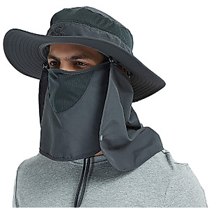 DDYOUTDOOR™ 07-281 Fashion Summer Outdoor Sun Protection Fishing Cap Neck Face Flap Hat Wide Brim (Dark Gray)