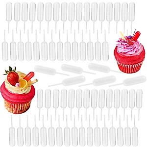 Cupcakes Pipettes 100pcs 4ml Disposable Squeeze Transfer Pipettes Dropper Liquor Injectors for Strawberrys,Cupcakes,Dessert