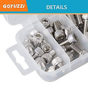 M5 x 20mm 25mm 30mm 35mm 40mm Socket Head Cap Screws Bolts Stainless Steel 304 Metric Machine Hex Socket Screw, Fully Threaded, Bright Finish, Assortment Kit, 50PCS