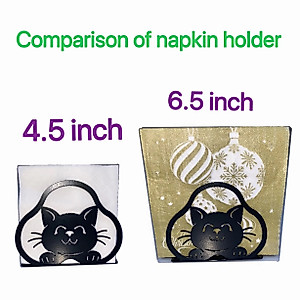 PXLYWLTZL Napkin Holder for kitchen，CAT black Metal Holders Tables, dinner iron Restaurants，Farmhouse，Cafe，Bar, Holders, Tissue Dispenser (CAT), 4.8inch 4inch 1.7inch (999)