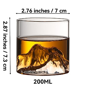 Mountain Whiskey Glasses Old Fashioned Glasses for Drinking Bourbon,Scotch,Cocktails or Tea,Whiskey Rocks Glasses in Gift Box