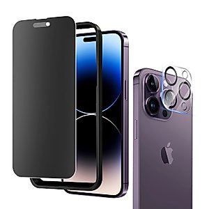 ZUKDO for iPhone 14 Pro Max 6.7" Matte Privacy Screen Protector with Camera Lens Protector full coverage Anti-glare anti-spy Tempered Glass Film anti-fingerprint no black border Easy Installation