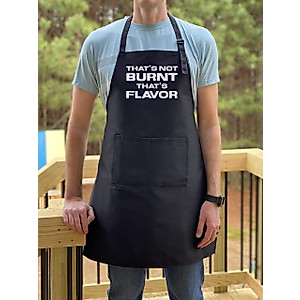 UP THE MOMENT That's Not Burnt That's Flavor Apron, Funny Apron for Men, BBQ Grill Apron, Chef Apron, Funny Apron for Dad, Mens Funny Apron, Funny Chef Apron for Men