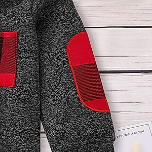 Ritatte Toddler Infant Baby Boys Clothes Plaid Long Sleeve Hoodie Sweatshirt Pants Fall Winter 5Pcs Outfits Set(Gray, 18-24 Months)