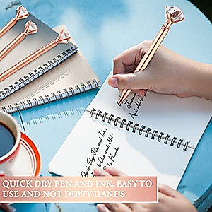 Yahenda 50 Pcs Diamond Pens Diamond Ballpoint Pen Black Ink Bling Pens Crystal Metal Bridal Shower Pens Bling Pen with Diamond on Top for Women Bridesmaid Wedding Office School (Rose Gold)
