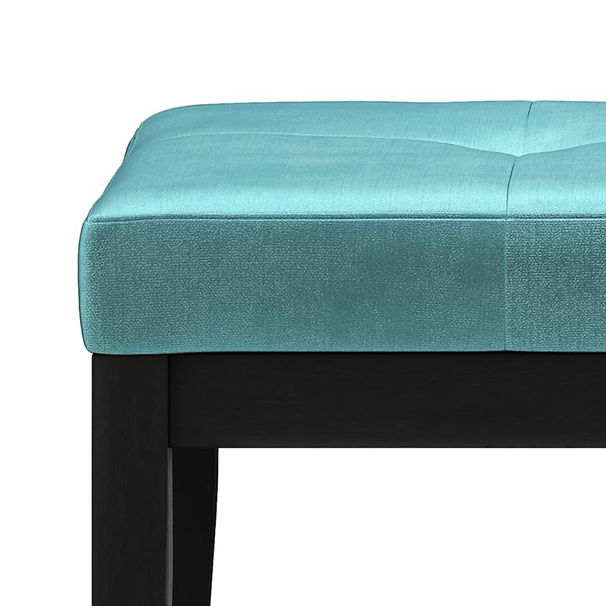 SIMPLIHOME Lacey 42 Inch Wide Contemporary Rectangle Tufted Ottoman Bench in Aqua Velvet Fabric, For the Living Room and Bedroom