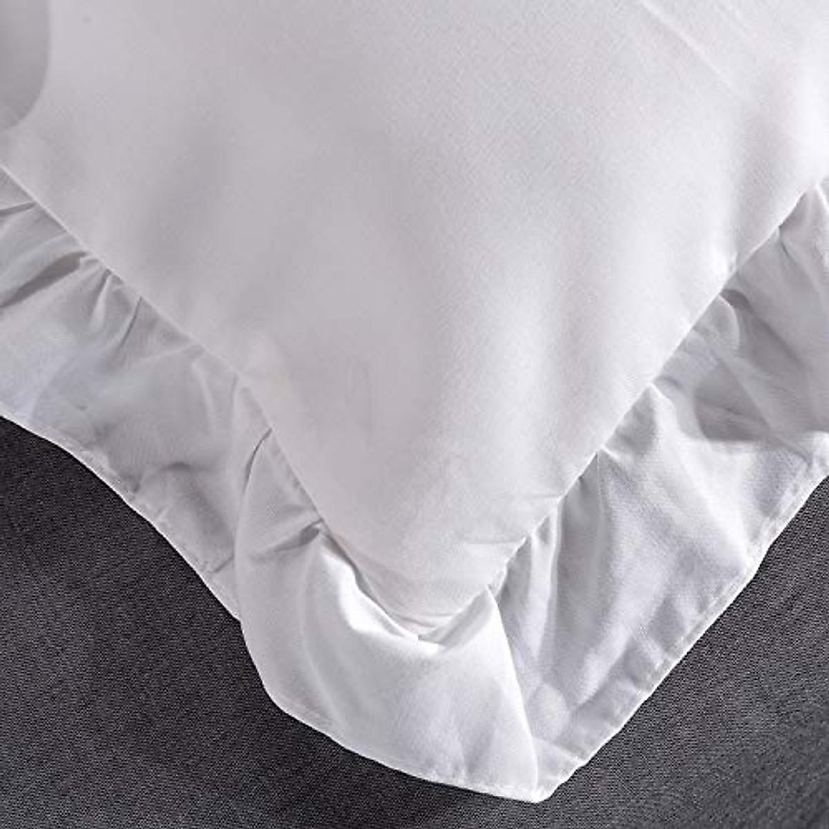 HYPREST White Duvet Cover Queen Size- Soft Lightweight Cooling Aesthetic Farmhouse Ruffled Duvet Cover Bedding Comforter Cover with 1 Duvet Cover and 2 Shams, Oeko-TEX Certificated (No Comforter)