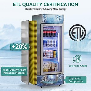 YITAHOME Commercial Merchandiser Display Refrigerator 6.9 CU.FT. with Single One Glass Door, Beverage Drink Beer Fridge Cooler for Office Garage Bar Gym with Customize Lightbox LED & Locking