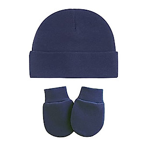 Zando Baby Hats and Mittens Unisex Infant Beanie Caps Newborn Hospital Hat with Scratch Mitten Set 4 Pack 6