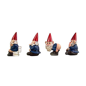 Four Naughty Gnomes Set of 4 Home Decor Statues 4 Inch