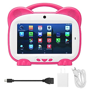 VINGVO Kids Touch Tablet, Dual Camera 7 Inch Tablet 4.0 for Girls (Pink)