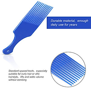 6 Pieces Hair Pick Comb, 6.5 Inch Smooth Plastic Wide Hair Pick Comb, Afro Hair Comb, Hairdressing Styling Tool for Natural Curly Hair (Black, Blue, Pink, Green, Red, Purple)