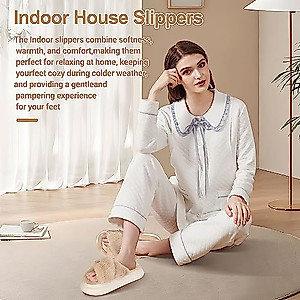 SOSUSHOE Womens Slippers Fluffy Slippers Ultra Comfy Open Toe House Slippers Memory Foam Non-slip Indoor Outdoor Slippers Fuzzy Slippers Soft Thick Sole,Khaki