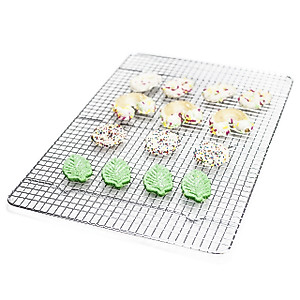 Huji Cross-Wire Grid Cooling Rack, Wire Pan Grate,Baking Rack, Icing Rack, Chrome Plated Steel, (17" x 11.75")