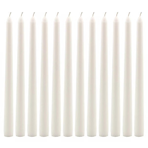 Pomp Glow 12" Inch Taper Candles (12 Pack) | White Unscented Decorative Taper Candles That Will Light Up Your Home, Wedding, Dinner & Any Special Occasion | Long Lasting, Smokeless, Drip Free Candles