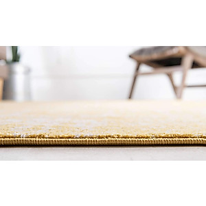 Unique Loom Tradition Collection Classic Southwestern Distressed Casual Design Area Rug, 5 ft x 8 ft, Yellow/Ivory