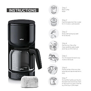 12-Pack Replacement Charcoal Water Filters for Braun Coffee Makers - Fits All Braun BrewSense Drip Series Coffee Machines