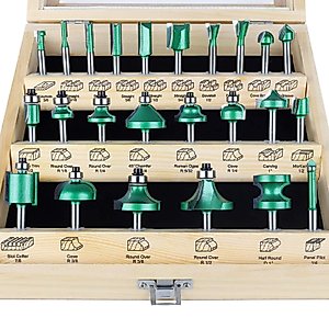 KOWOOD Pro Router Bits Sets of 24Z Pieces 1/4 Inch Shank, Professional Woodworking Tools
