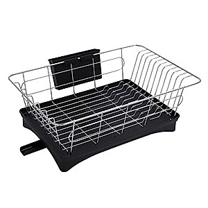 JUNXIAN Dish Rack Kitchen Countertop Utensil Organizer Storage Kitchen Dishware Storage Stand Household Dish Drying Rack Dish Containers(A)