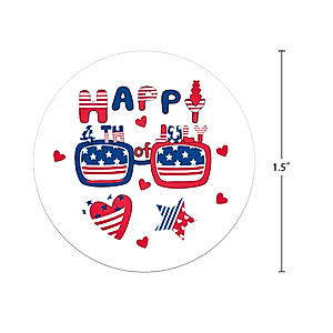 FLYAB Independence Day Labels sticker,1.5" Happy 4th of July stickers, Patriotic Sticker for candy Envelope Seals Card Gift Wrap kids classroom Fourth of July Party Favor Decorations