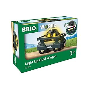 BRIO World - 33896 Light Up Gold Wagon - Interactive 2 Piece Toy Wagon Set | Enhances Creativity | Compatible with All Toys | Safe and Tested for Kids Ages 3 and Up