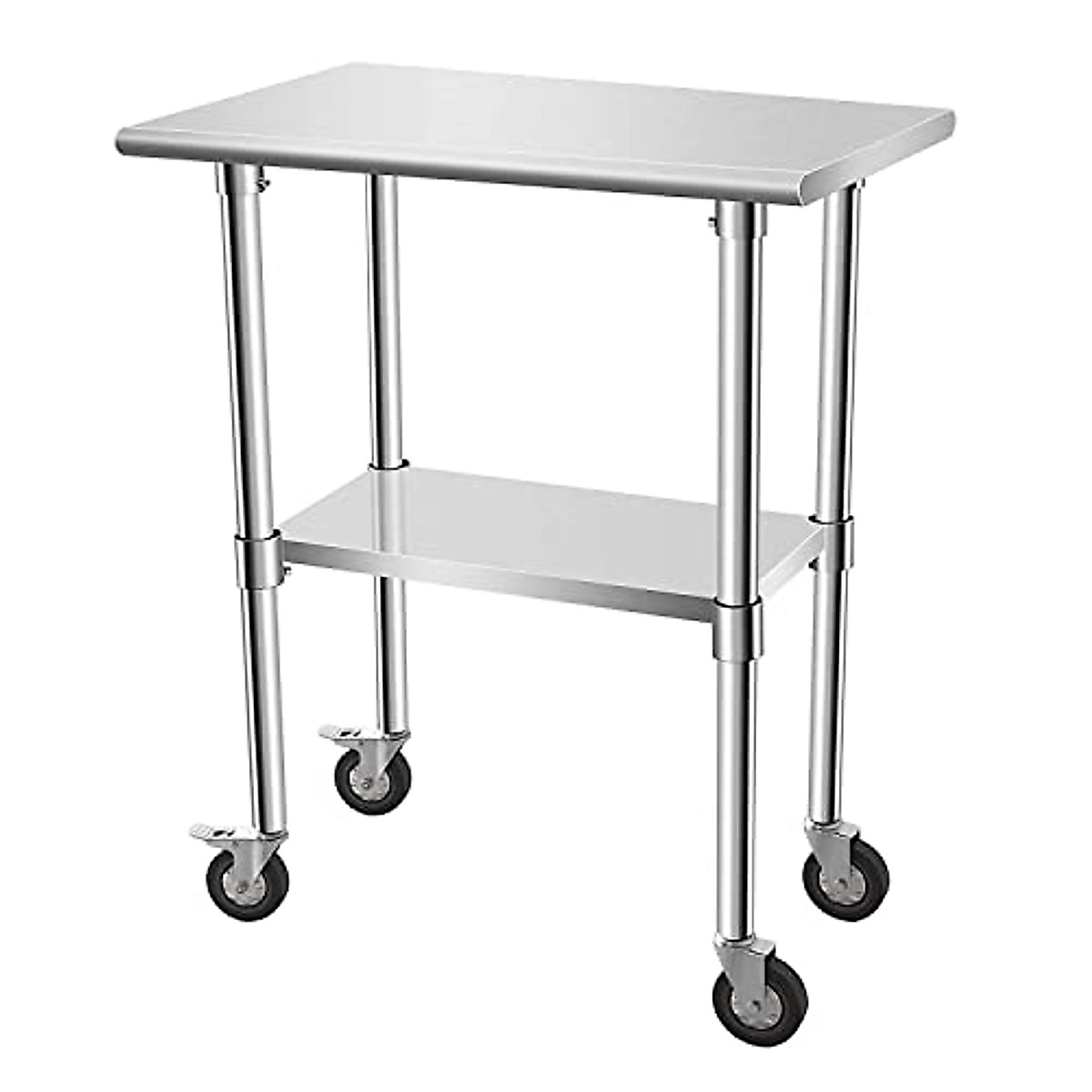 Hasopy Stainless Steel Table for Prep, Heavy Duty Work Table with 4 Casters for Commerical Kitchen, Restaurant, Home and Hotel (30'' X 18'')
