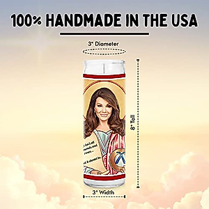 Lisa V Celebrity Prayer Candle - Funny Saint Candle - 8 inch Glass Prayer Votive - 100% Handmade in USA - Novelty Celebrity Gift