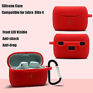 Silicone Case for Jabra Elite 5 Active in-Ear Detection Bluetooth Headphones,Premium Soft Skin Cover Shock-Absorbing,Anti-Scratch Protective Case with Keychain,Wine Red